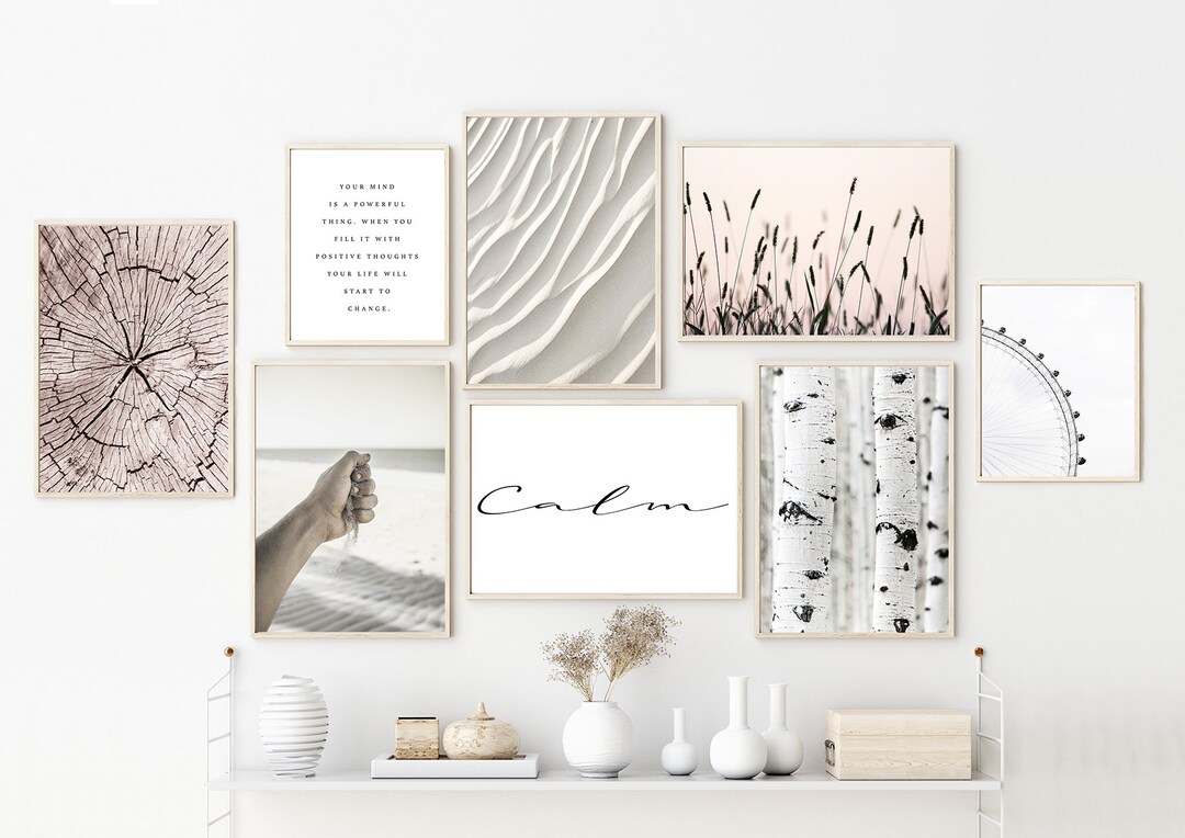 Set of 8 Prints, Calm Posters Set, 40 Items, Digital Poster Download ...