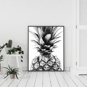 Pineapple Print, Pineapple Poster, Black and White, Tropical Print ...