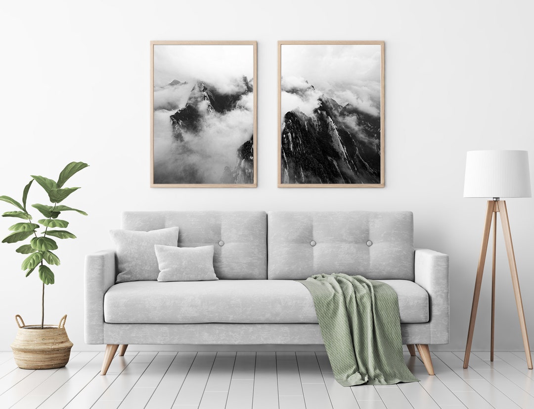 Set of 2 Mountain Prints, Mountain Photography Printable, Scandinavian ...