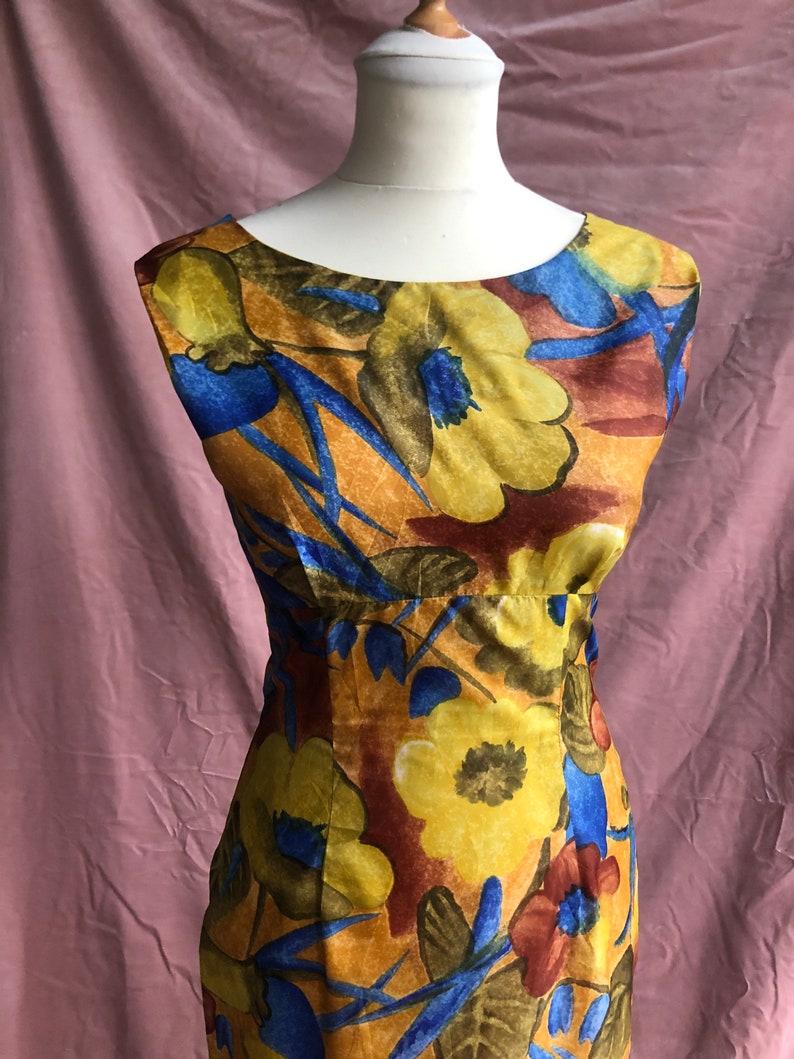 Vintage 1960s Hawaiian Autumnal Floral Maxi Wiggle Dress Etsy