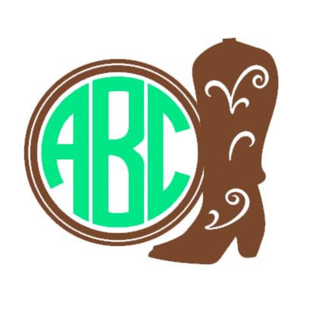Cowboy Boot Monogram Decal, Monogram Sticker, Laptop Decal, Laptop ...