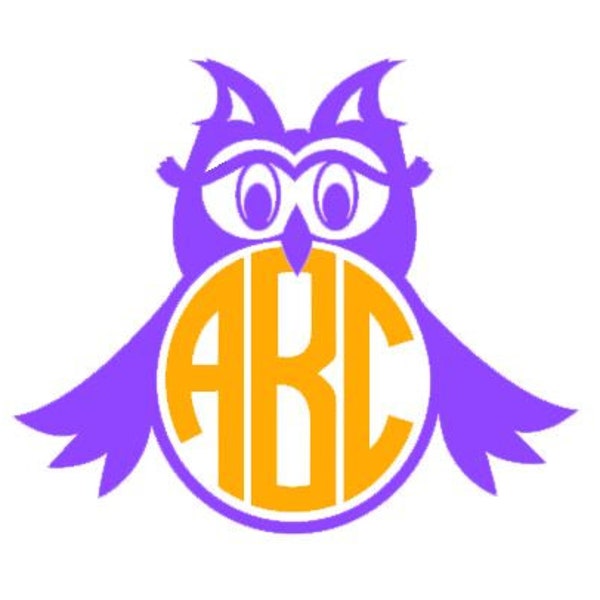 Owl Monogram Decal - Etsy
