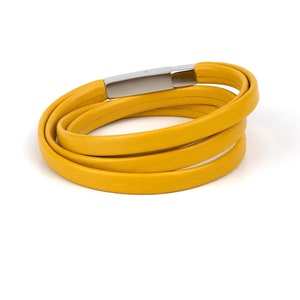 Yellow Leather Bracelet "sunny Mood" / Wrap Leather Cuff / Summer ...