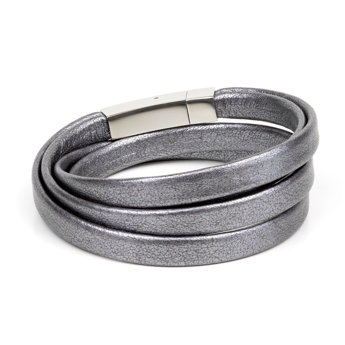 Grey Leather Bracelet Graphite / Wrap Leather Cuff | Etsy