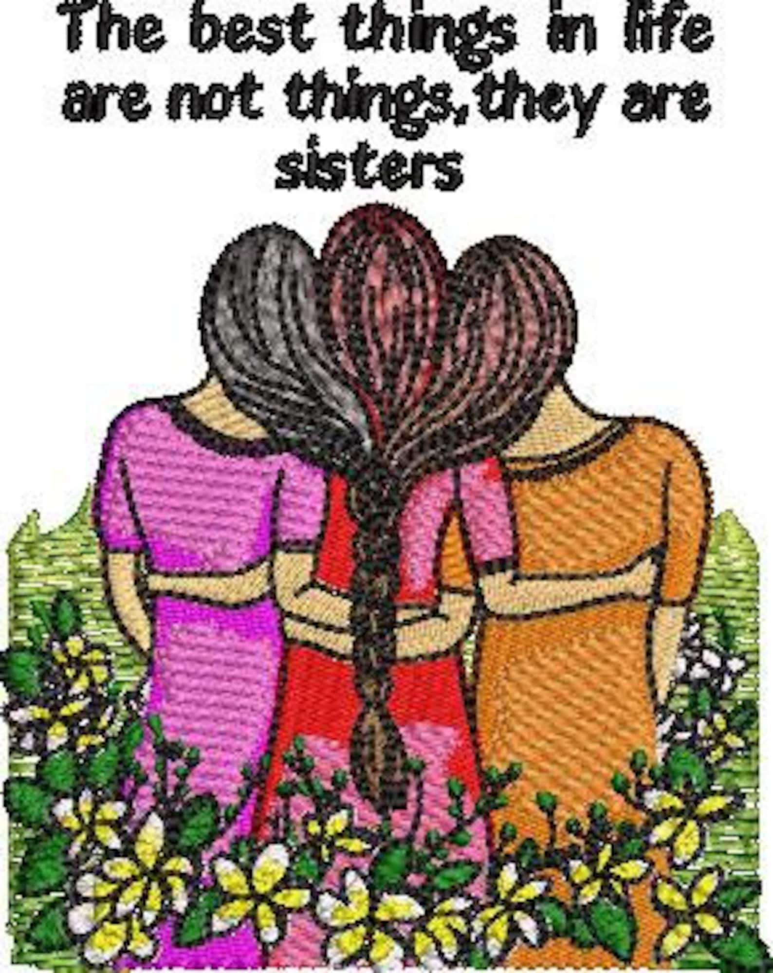 Sisters Embroidery Pattern 3 Sisters Embroidery Designs Best Friends ...