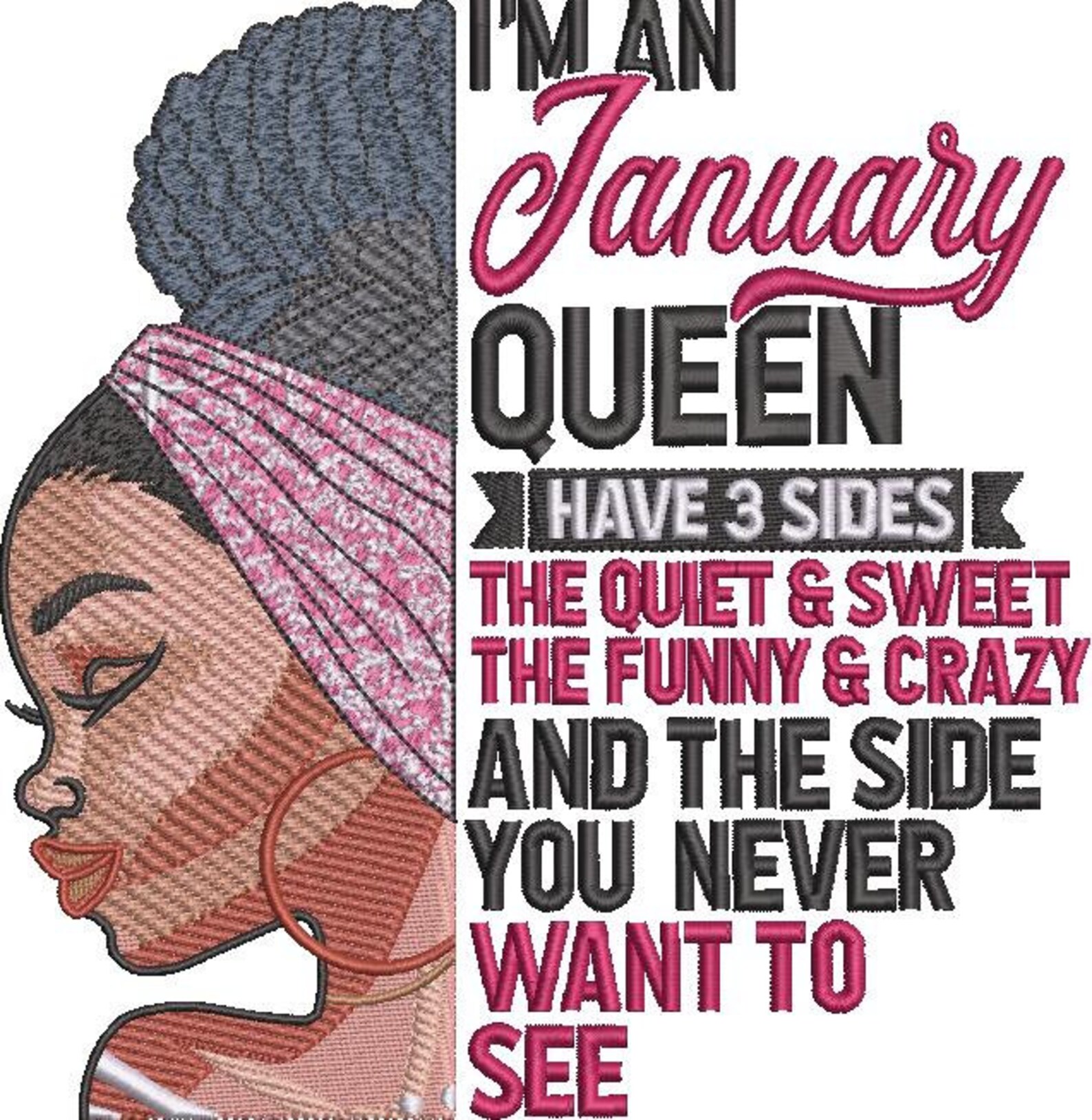 January Queen Machine Embroidery Design Birthday Queen - Etsy