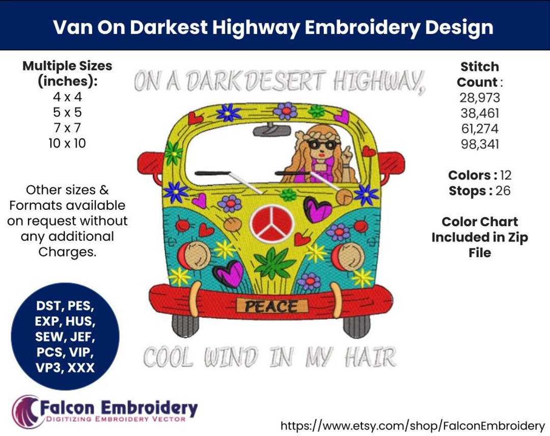 Van on Darkest Highway Machine Embroidery Design Van - Etsy