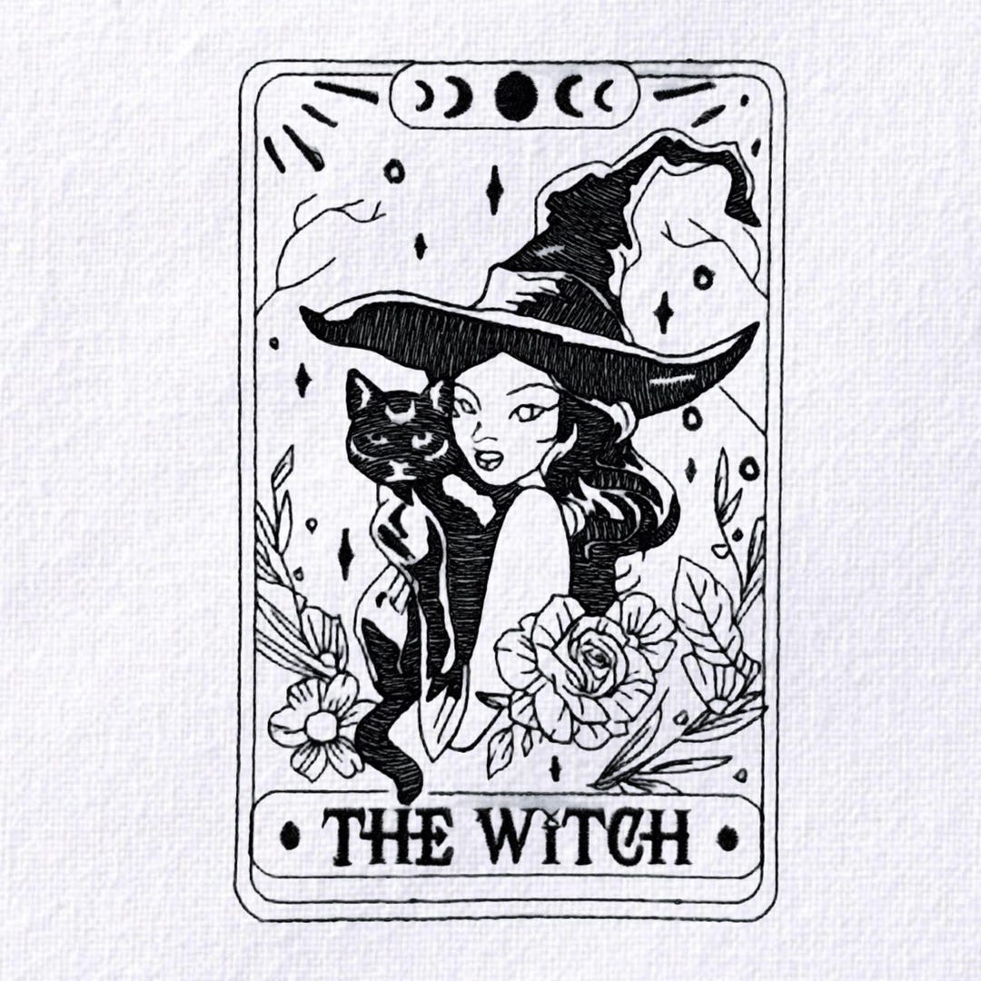 Witch Tarot Card Embroidery Design Occult Mystic Witch Pattern Witchy ...