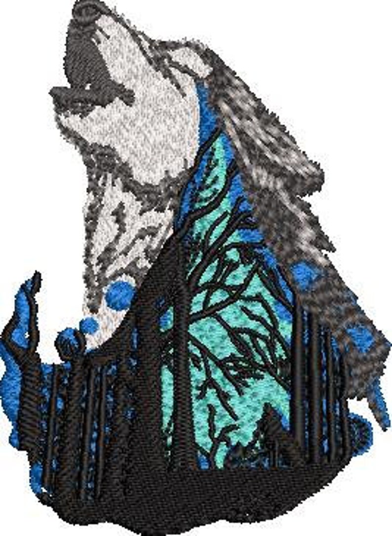 Wolf Forest Art Embroidery Design Wolf Embroidery Design Wolf - Etsy