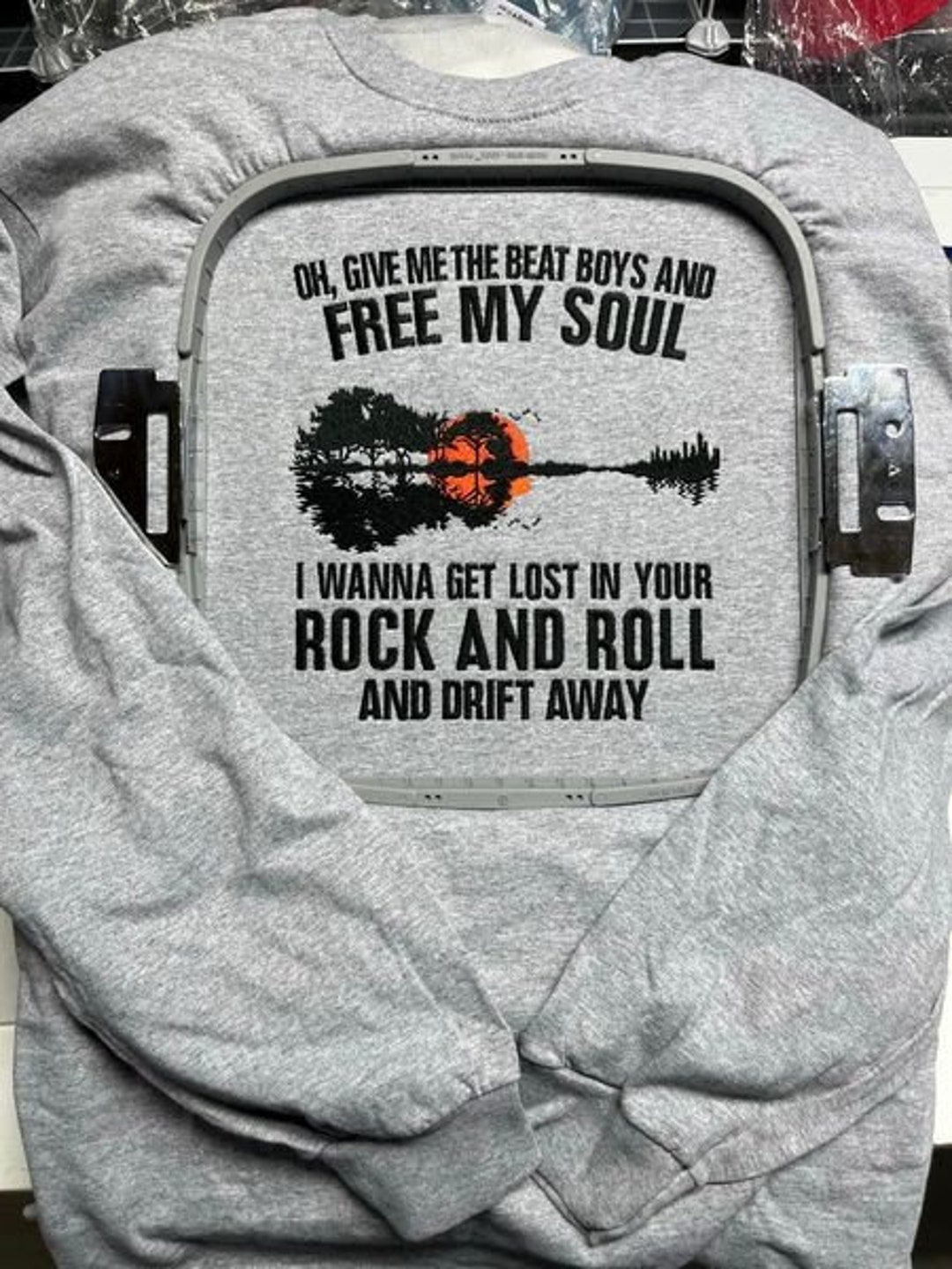 Guitar Embroidery Design Rock and Roll Machine Embroidery Pattern ...