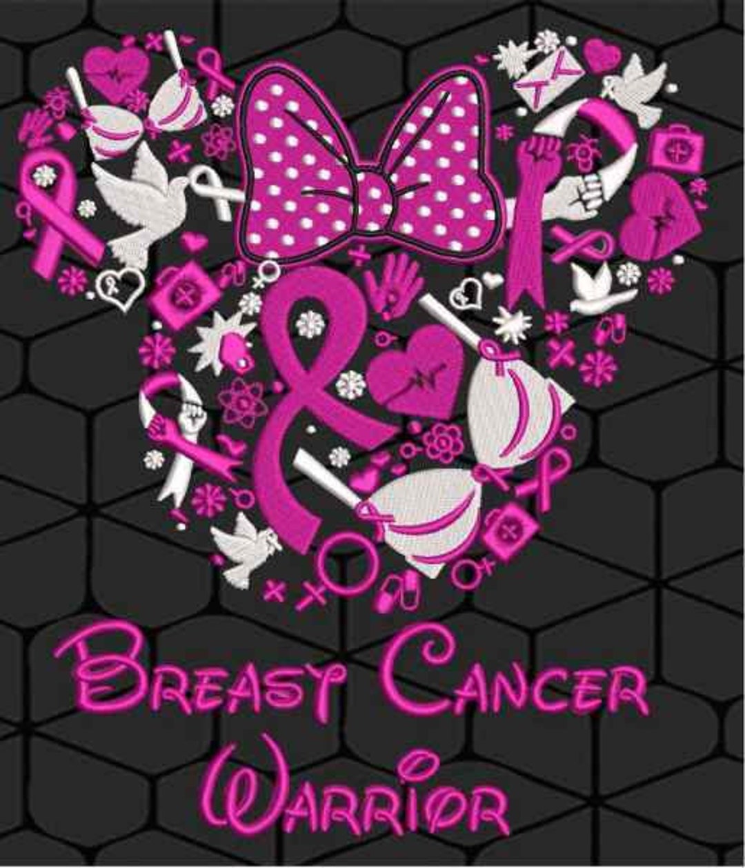 Breast Cancer Embroidery Design Breast Cancer Warrior Micky - Etsy