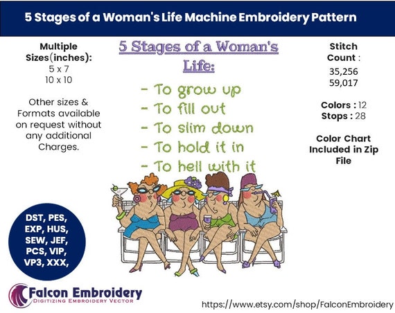 5 Stages of a Woman's Life Machine Embroidery Pattern - Etsy