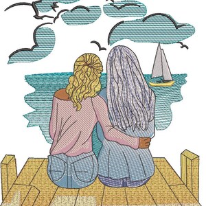 Sisters Embroidery Design 2 Sisters Embroidery Design Friend Design ...