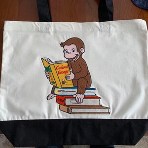 Monkey Embroidery Design Curious George Design Monkey Reading Book ...