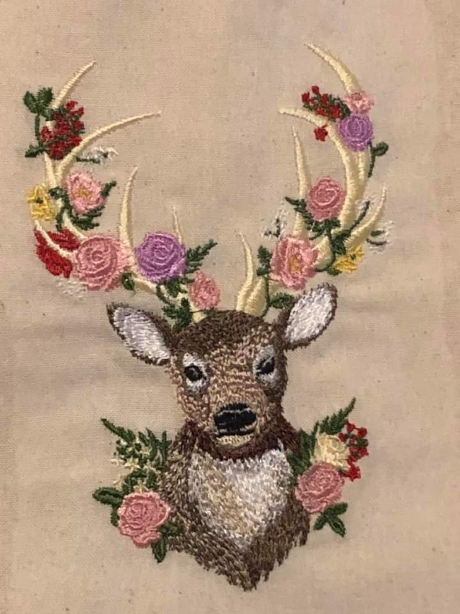 Deer Embroidery Pattern Floral Deer Embroidery Pattern Floral - Etsy