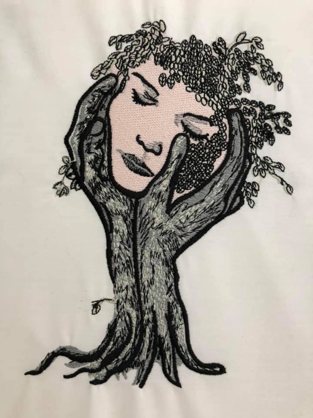 Tree Hands Girl Face Embroidery Design (digital Download) - Etsy