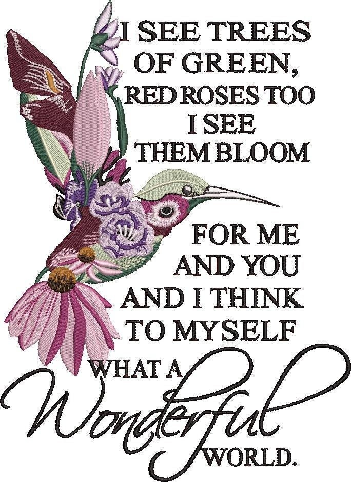 What A Wonderful World Machine Embroidery Design Wonderful Word ...