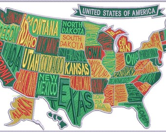 States Embroidery Design - Etsy