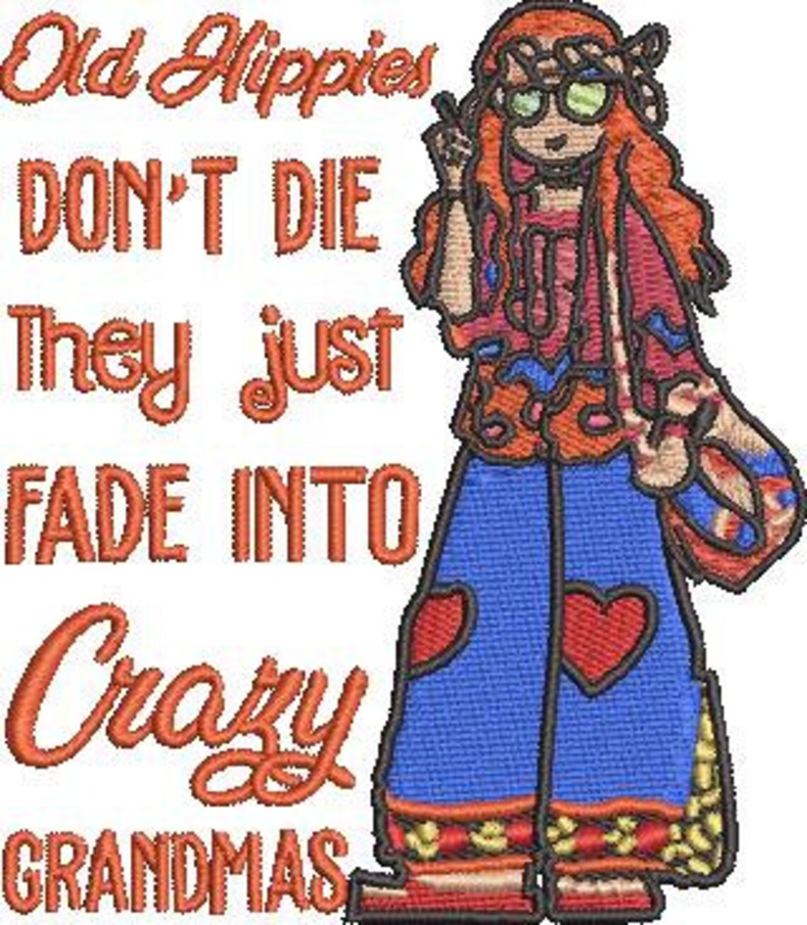 Hippie Embroidery Design Machine Embroidery Hippie Old Hippies - Etsy