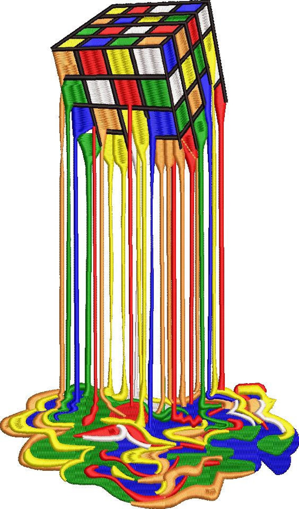 Rubik's Cube Dripping Machine Embroidery Design - Etsy