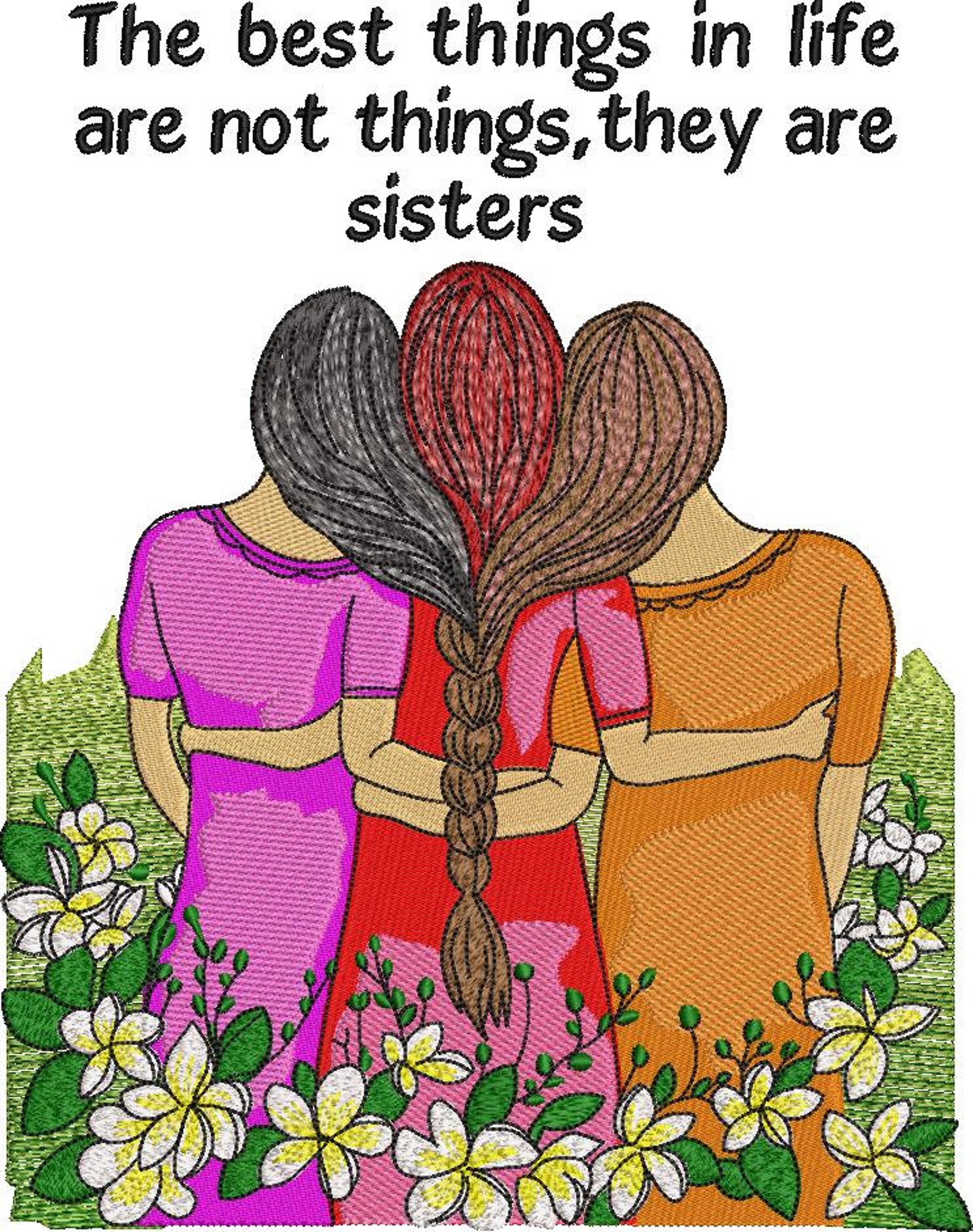 Sisters Embroidery Pattern 3 Sisters Embroidery Designs Best Friends ...