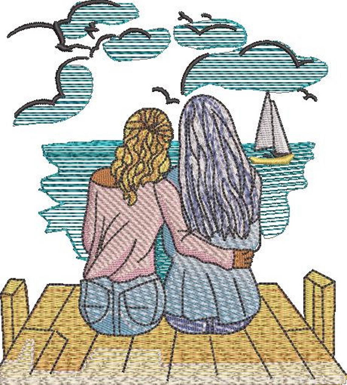 Sisters Embroidery Design 2 Sisters Embroidery Design Friend Design ...
