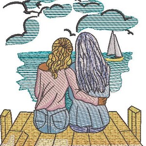 Sisters Embroidery Design 2 Sisters Embroidery Design Friend Design ...