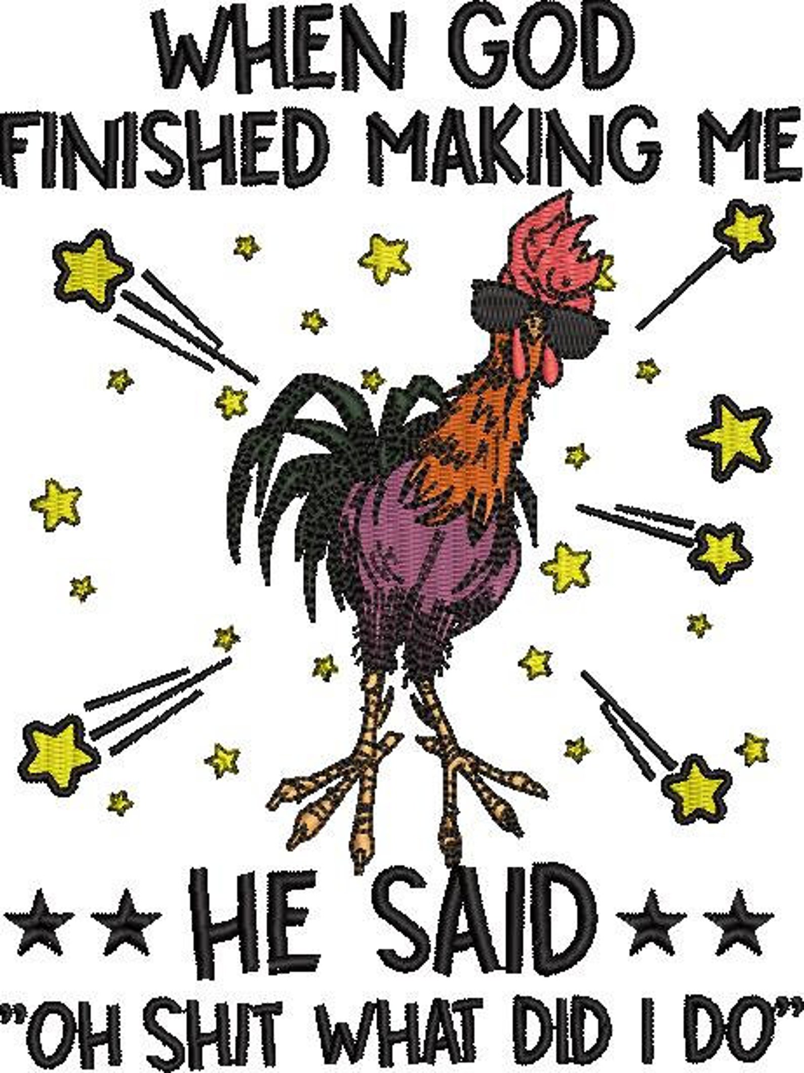 Chicken Embroidery Designs Funny Chicken Quote Embroidery Pattern Funny ...