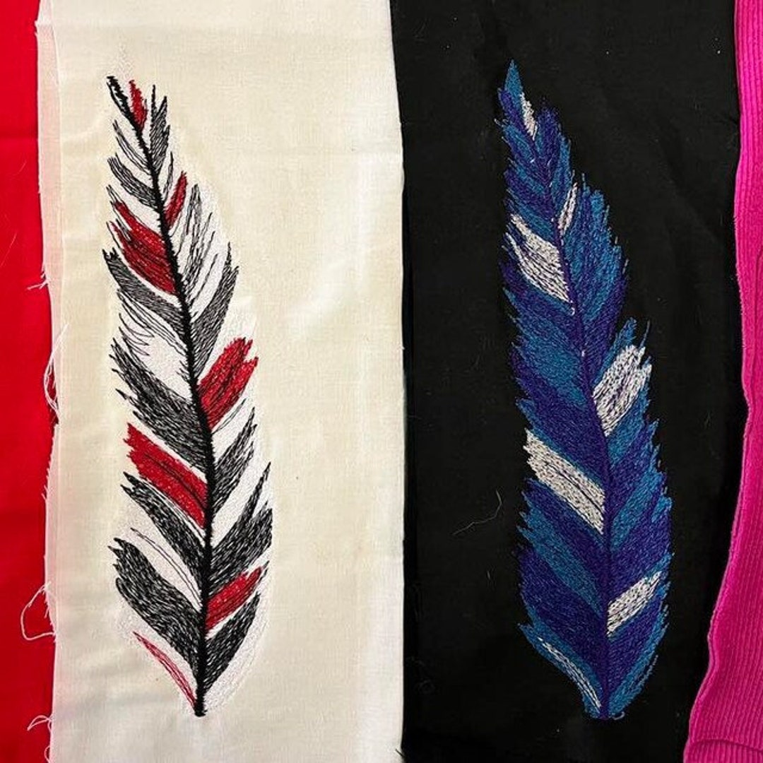 Feather Machine Embroidery Design Elegant Bird Feather Stitch Pattern ...