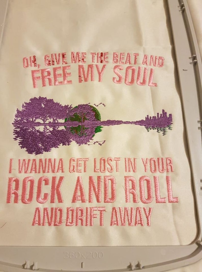 Guitar Embroidery Design Rock and Roll Machine Embroidery Pattern ...