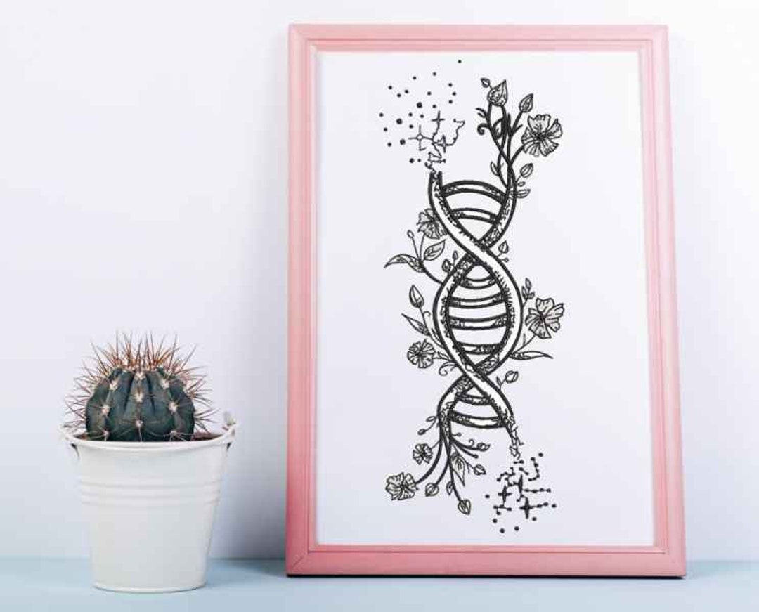 DNA Machine Embroidery Design Floral DNA Embroidery Design - Etsy