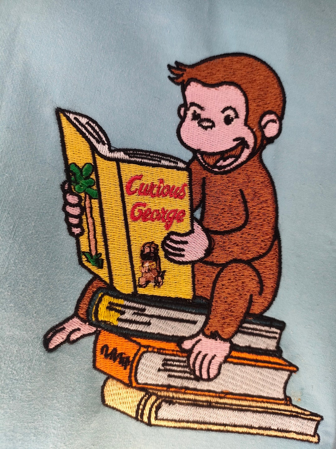 Monkey Embroidery Design Curious George Design Monkey Reading Book ...