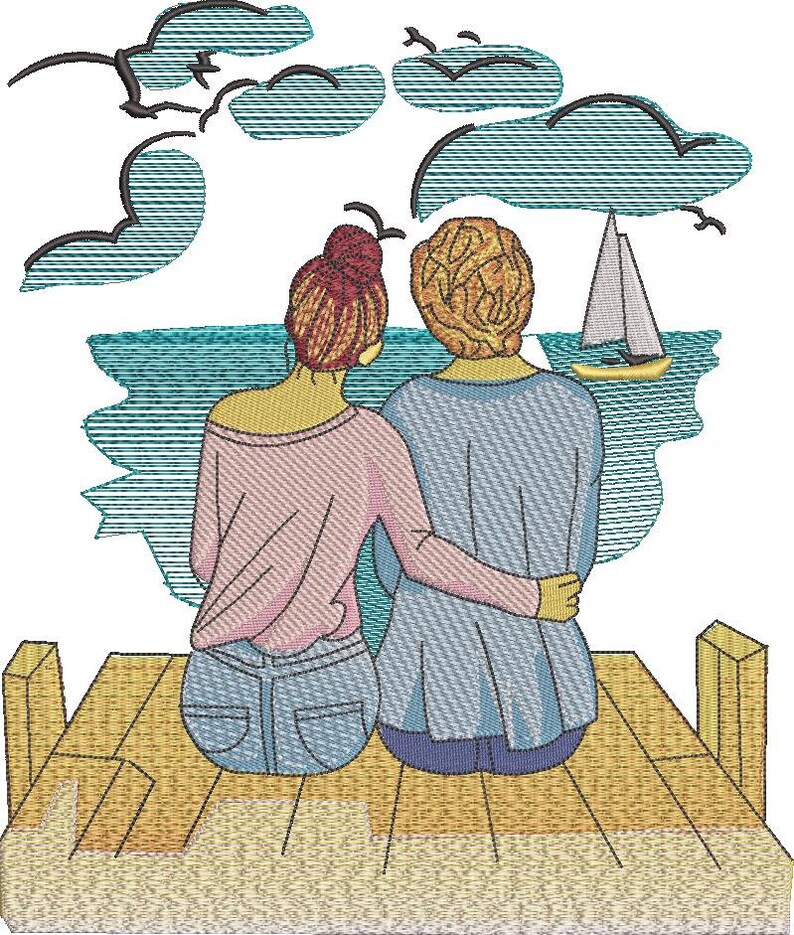 Couples Love Machine Embroidery Design - Etsy
