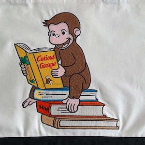 Monkey Embroidery Design Curious George Design Monkey Reading Book ...