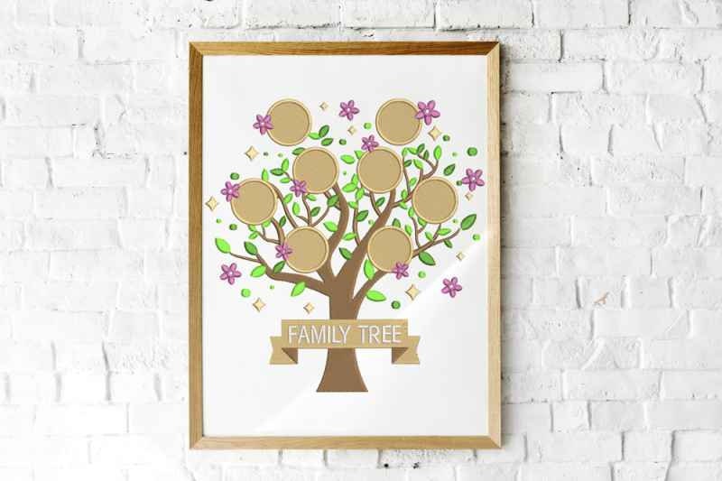 Family Tree With Name & Image Machine Design Family Tree Embroidery ...