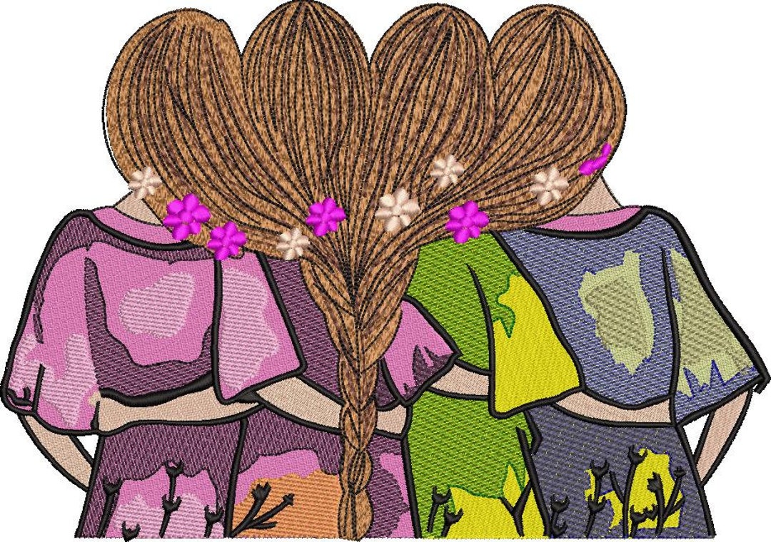 Friends Forever Girls Embroidery Friends Embroidery Design - Etsy