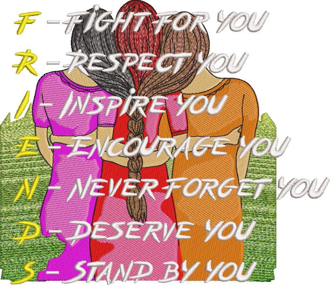 Friends Machine Embroidery Design Love Friends Embroidery - Etsy