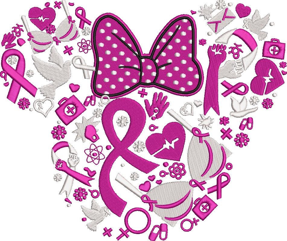 Breast Cancer Embroidery Design Breast Cancer Warrior Micky Mouse ...