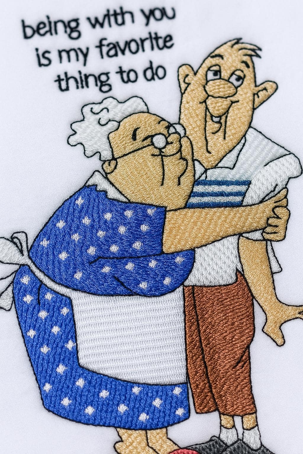 Cute Old Couple Embroidery Design Being With You Love Quote Pattern ...