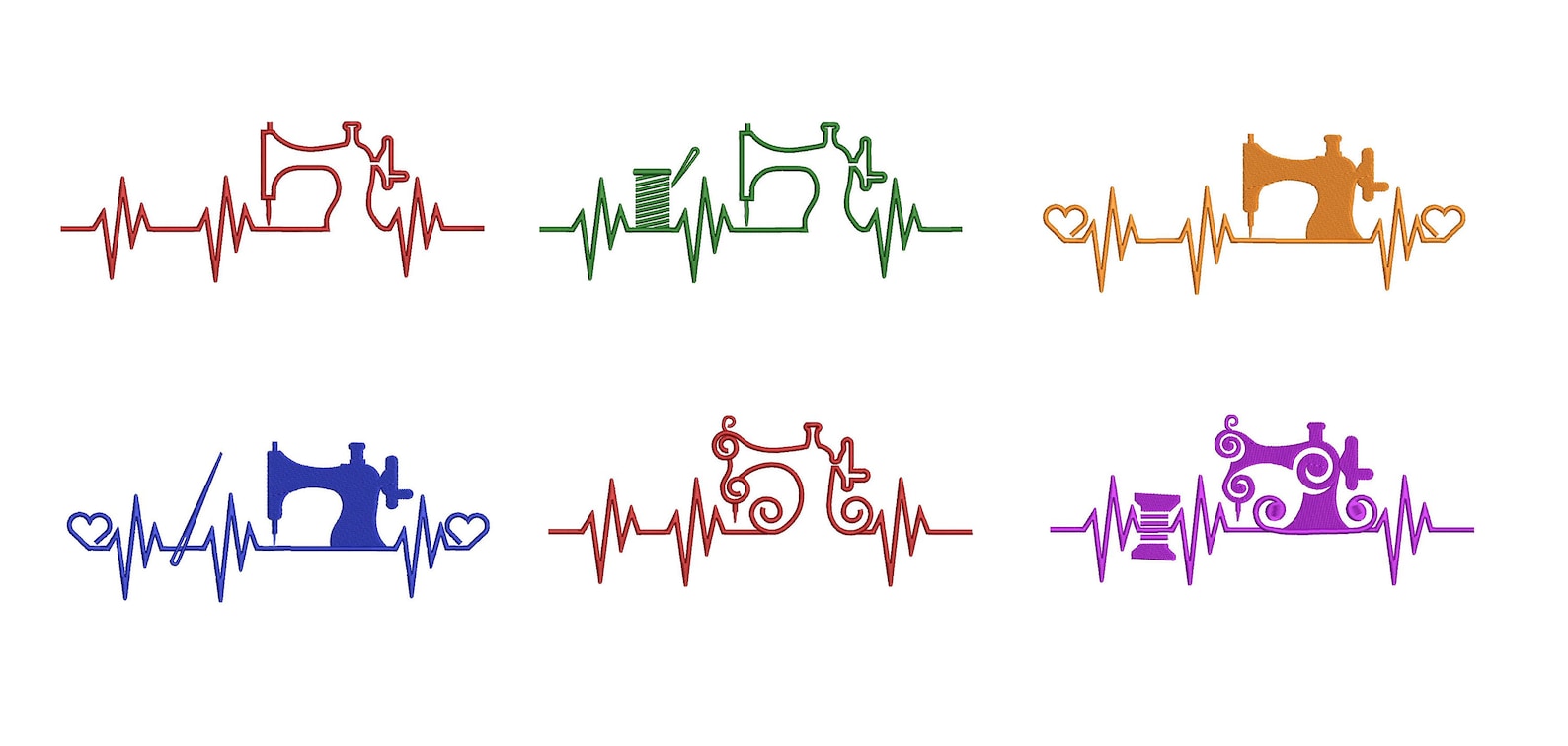 Sewing Machine Embroidery Design Sewing Machine Heart Beats Collection ...