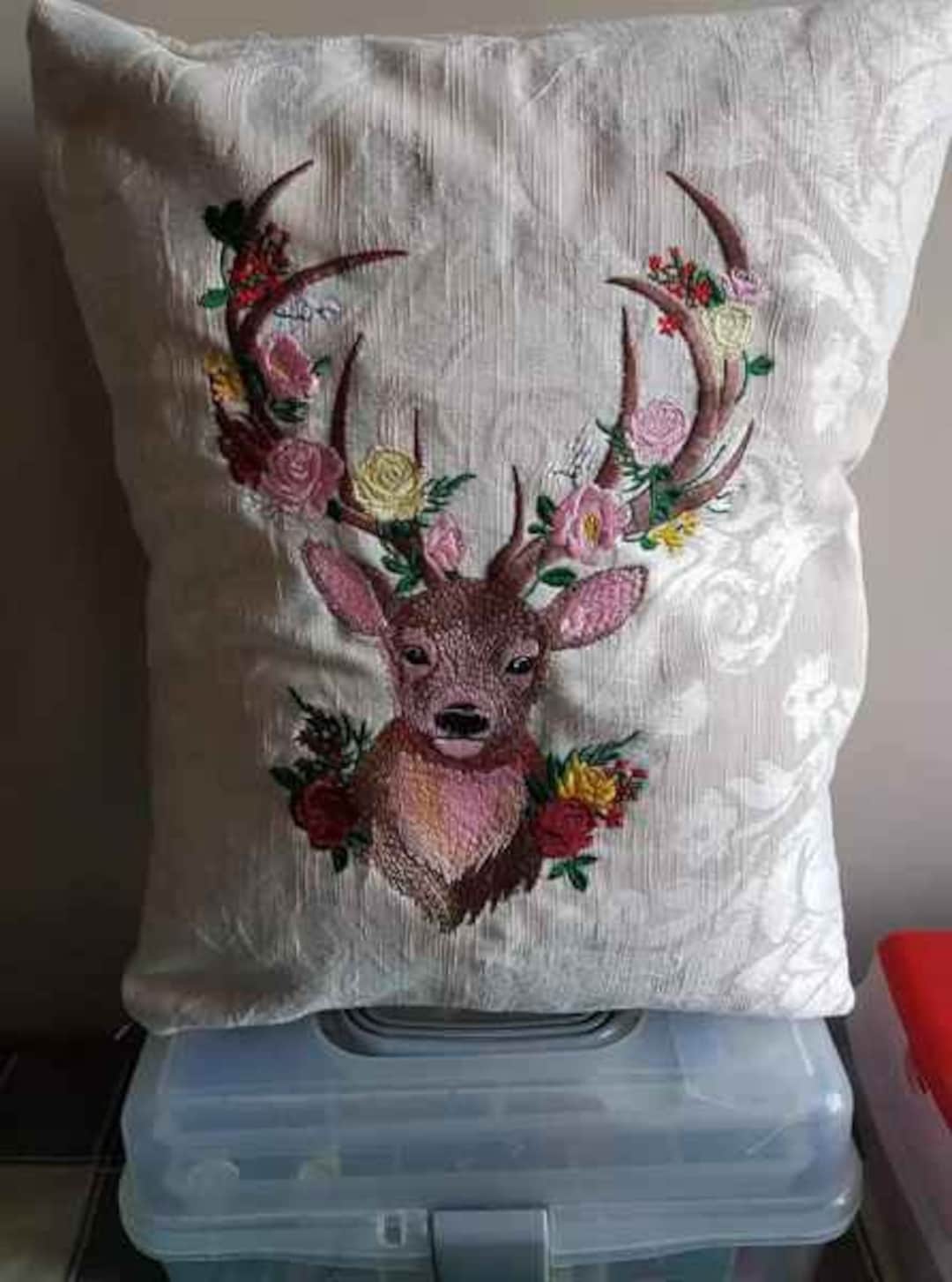 Deer Embroidery Pattern Floral Deer Embroidery Pattern Floral Machine ...
