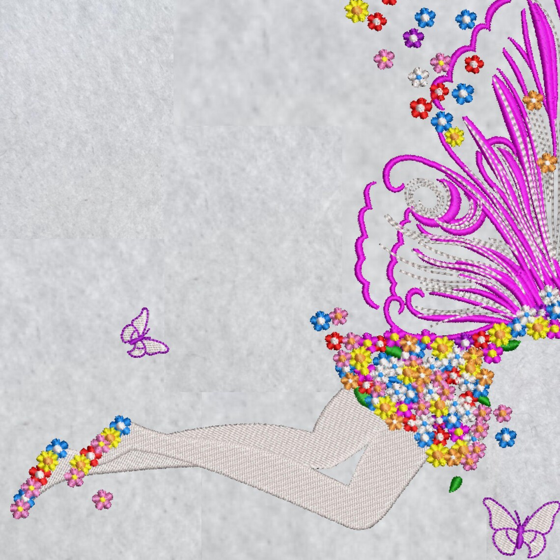 Floral Fairy Machine Embroidery Design Fairy With Flowers and ...