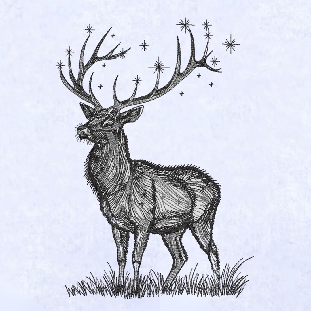 Majestic Reindeer Embroidery Design Celestial Starlight Stag Machine ...
