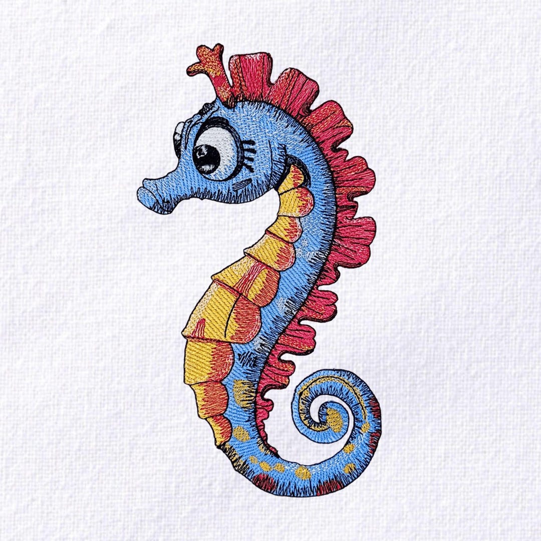 Cute Seahorse Embroidery Design, Adorable Sea Animal Machine Embroidery ...
