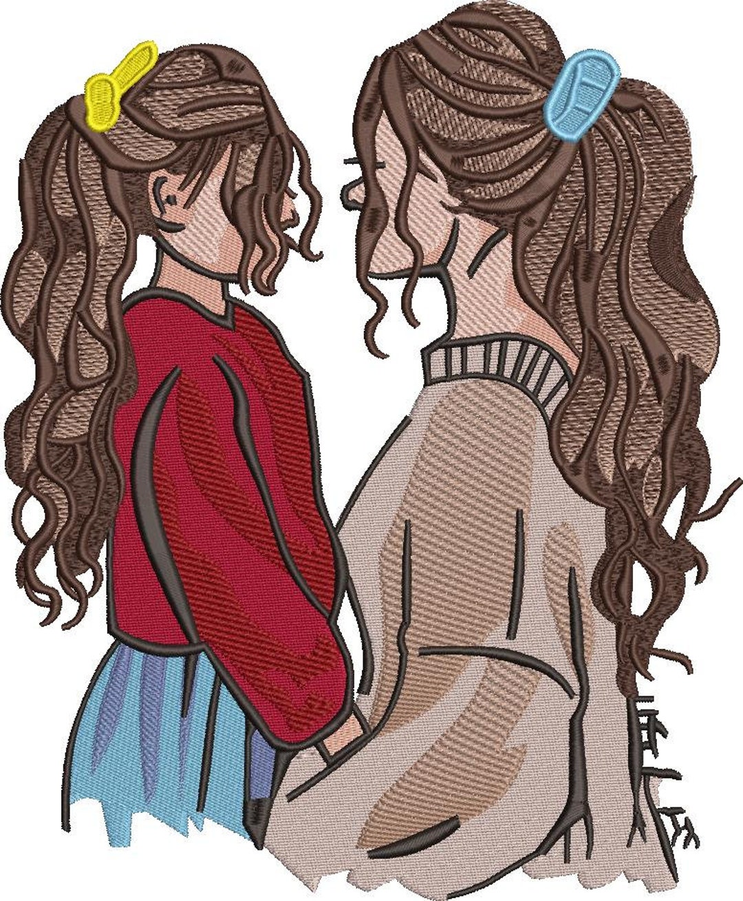 Mother Daughter Embroidery Design Cute Mother and Daughter Design ...