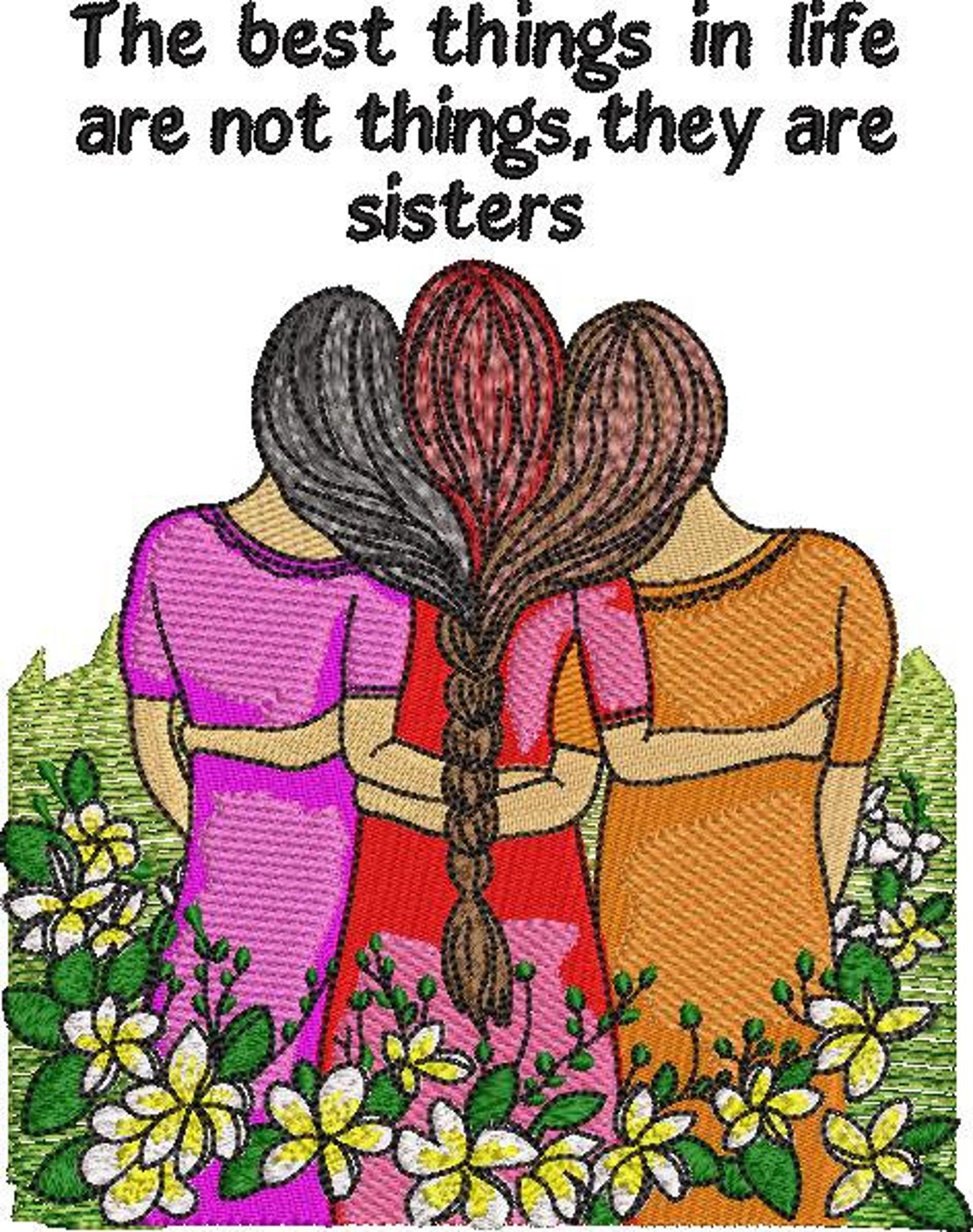 Sisters Embroidery Pattern 3 Sisters Embroidery Designs Best Friends ...
