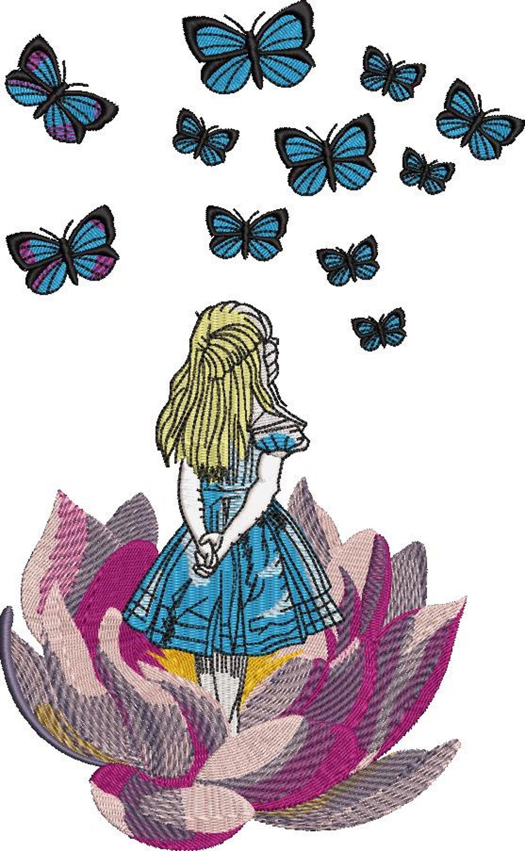 Girl With Butterflies Machine Embroidery Designs Girls Embroidery ...