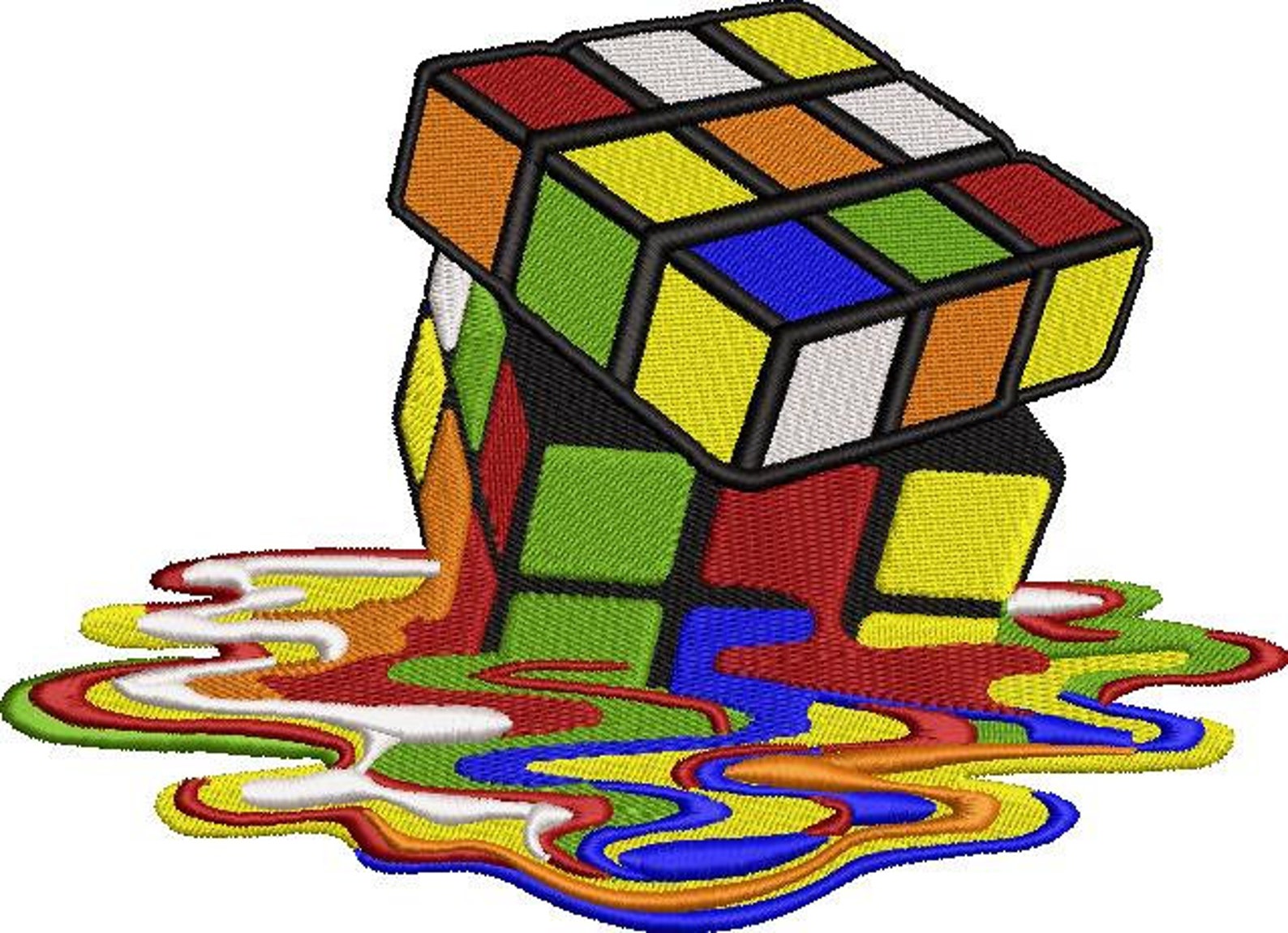 Melting Rubik Cube Embroidery Pattern Rubik's Cube Machine Embroidery ...