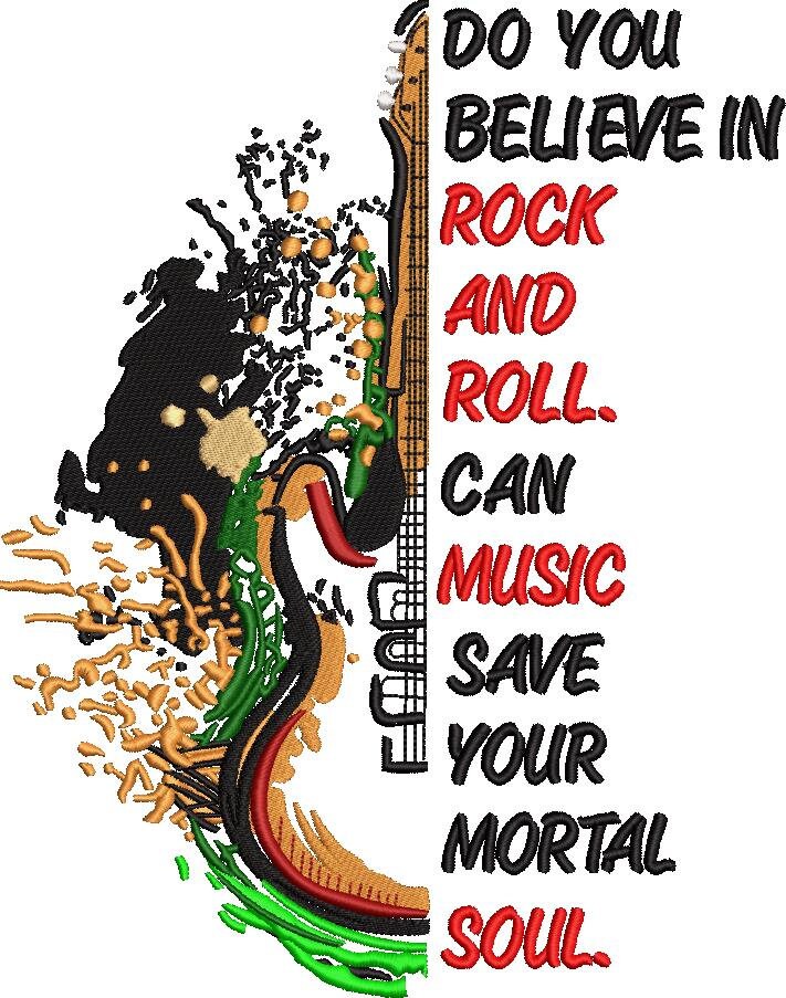 Rock and Roll Guitar Machine Embroidery Design Guitar Embroidery ...
