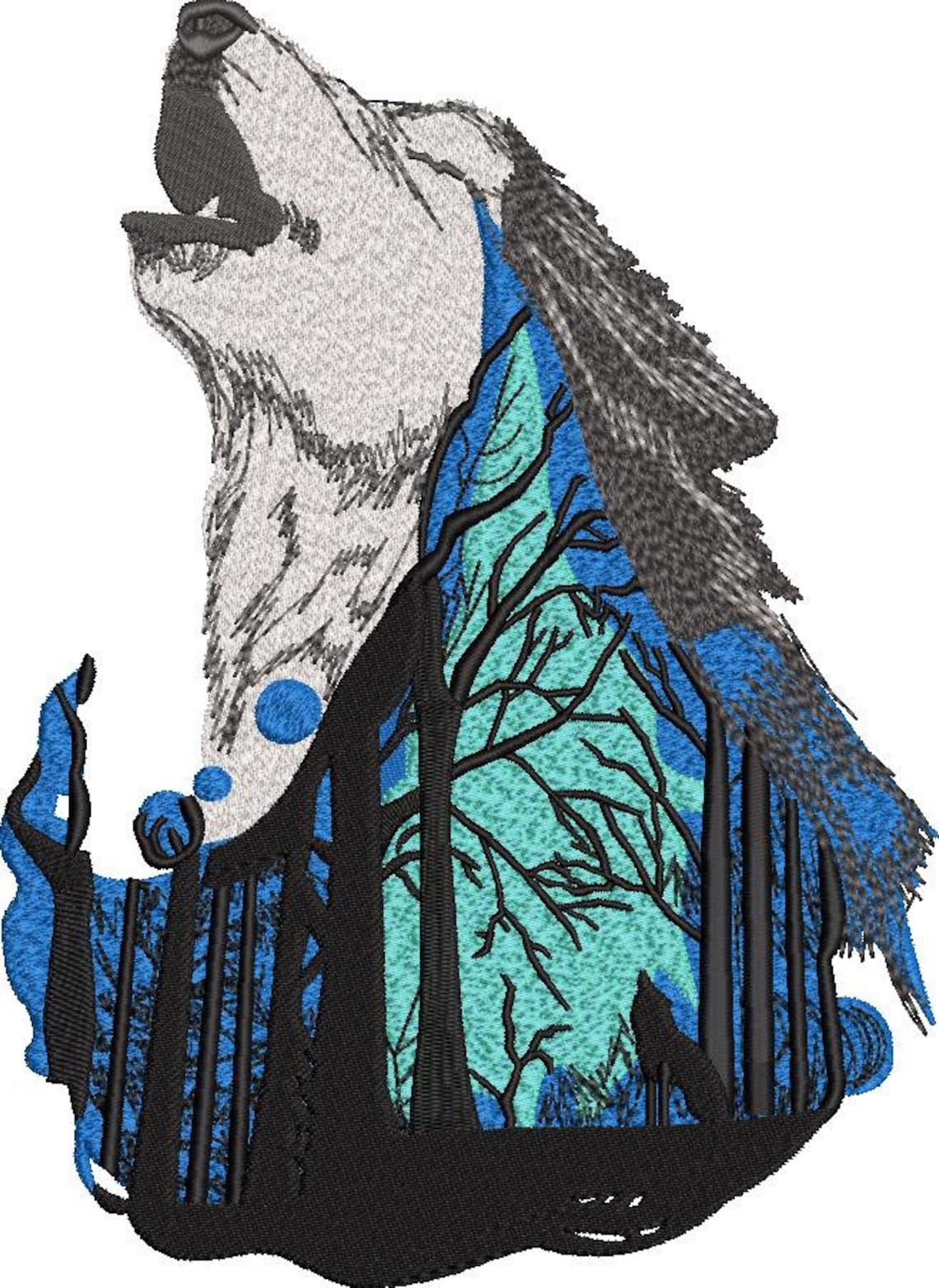 Wolf Forest Art Embroidery Design Wolf Embroidery Design Wolf - Etsy